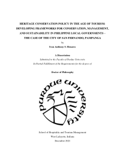 HERITAGE CONSERVATION POLICY IN THE AGE OF TOURISM: DEVELOPING ...