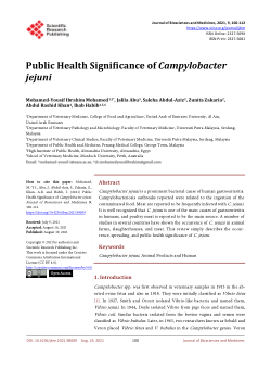 Public health significance of Campylobacter jejuni