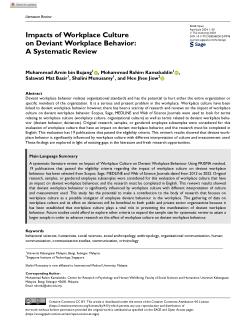 Impacts of Workplace Culture on Deviant Workplace Behavior: A ...