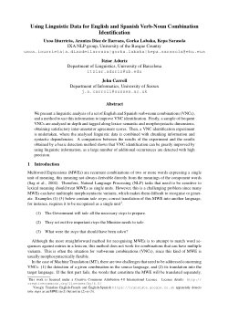 Using linguistic data for English and Spanish verb-noun combination ...