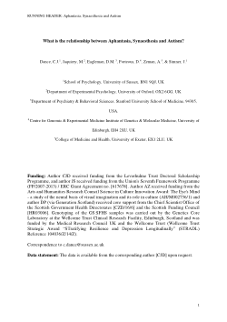 Item - What is the relationship between aphantasia, synaesthesia and ...