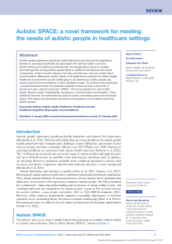 Autistic SPACE: a novel framework for meeting the needs of autistic ...