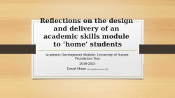 Reflections on the design and delivery of an academic skills module to ...