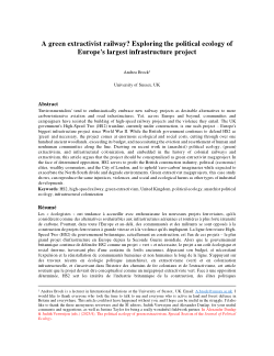 A green extractivist railway? Exploring the political ecology of Europe ...