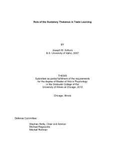 Role of the Gustatory Thalamus in Taste Learning