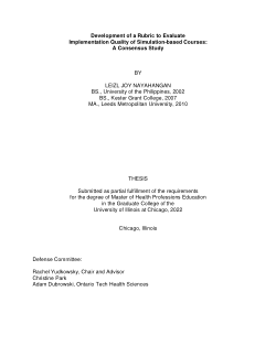 Development of a Rubric to Evaluate Implementation Quality of Simulation-based Courses: A ...