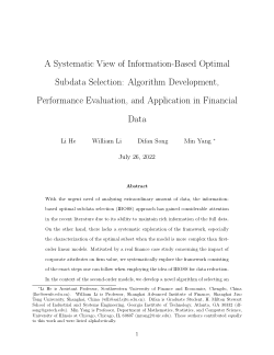 A Systematic View of Information-Based Optimal Subdata Selection: Algorithm Development ...