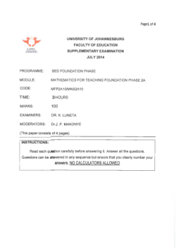 Mathematics for Teaching Foundation Phase 2A