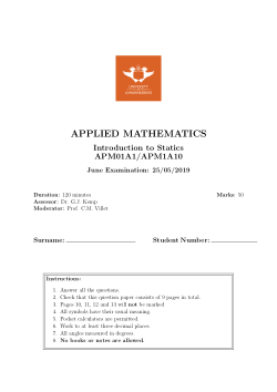 APPLIED MATHEMATICS Introduction to Statics