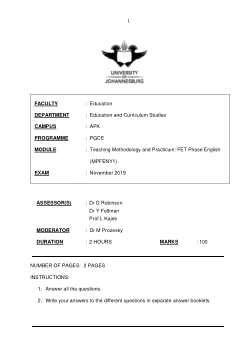 Teaching Methodology and Practicum: FET Phase English