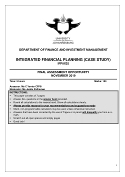Integrated Financial Planning (Case Study)