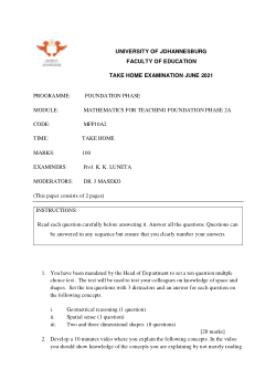 Mathematics for Teaching Foundation Phase 2A