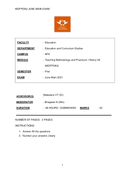 Teaching Methodology and Practicum: History 3A