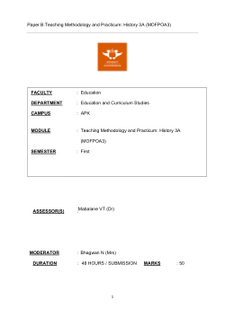 Teaching Methodology and Practicum: History 3A