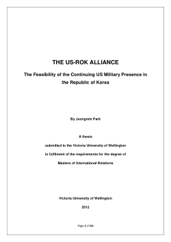 The US-ROK Alliance: the Feasibility of the Continuing US Military ...