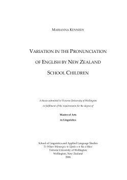 Variation in the Pronunciation of English by New Zealand School Children