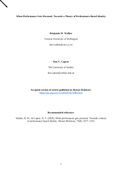 When performance gets personal: Towards a theory of performance-based ...