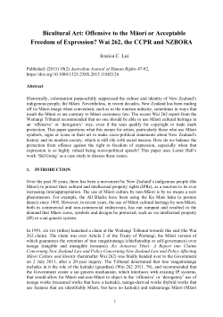 Bicultural Art: Offensive to the Māori or Acceptable Freedom of ...