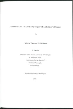 Memory Loss in the Early Stages of Alzheimer's Disease