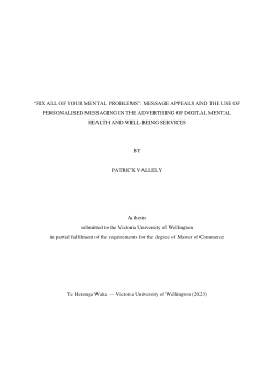 Item - “FIX ALL OF YOUR MENTAL PROBLEMS”: MESSAGE APPEALS AND THE USE ...