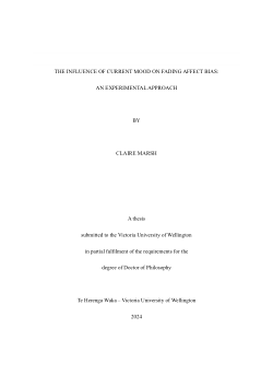 The Influence of Current Mood on Fading Affect Bias: An Experimental ...