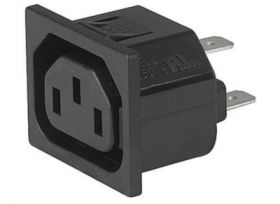 Appliance socket outlet F, 3 pole, snap-in, plug-in connection, black ...