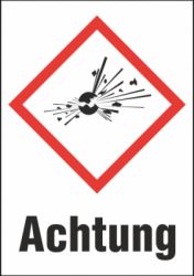 Hazardous Substances sign GHS 01, Explosive Substances, Achtung, 52 x ...