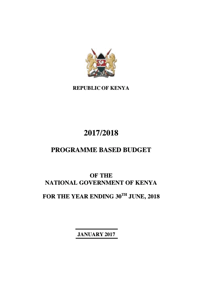 Program Based Budget Estimates 2017/2018