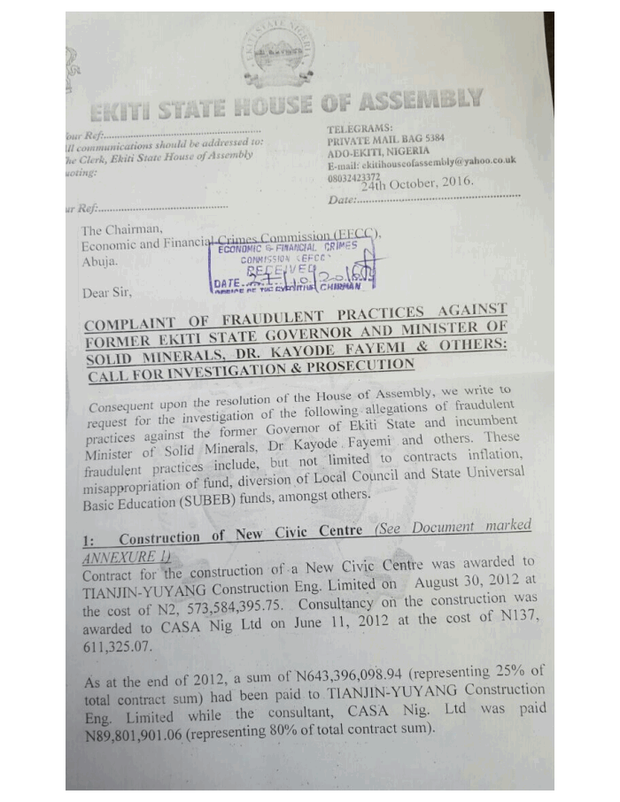 Ekiti EFCC Petition Kayode Fayemi