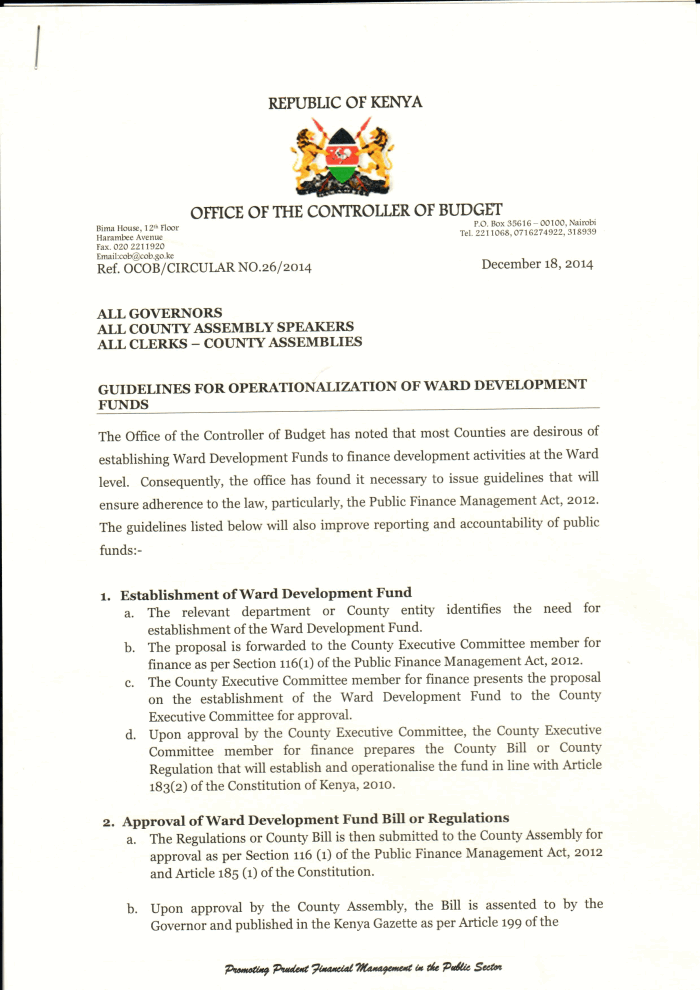 Guidelines for Operationalization of the Ward Development Fund