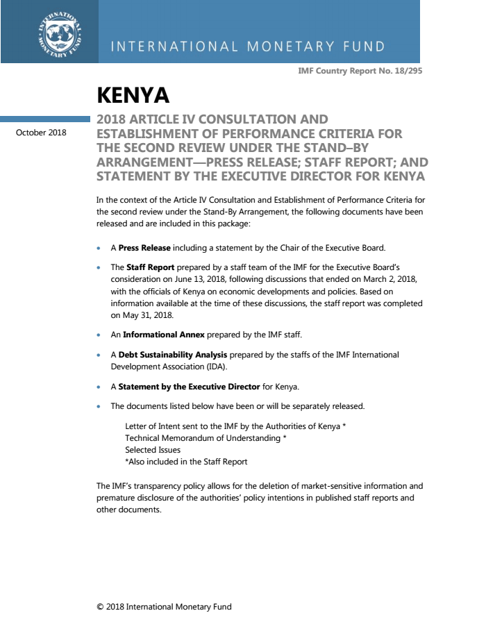 IMF Kenya Country Report October 2018