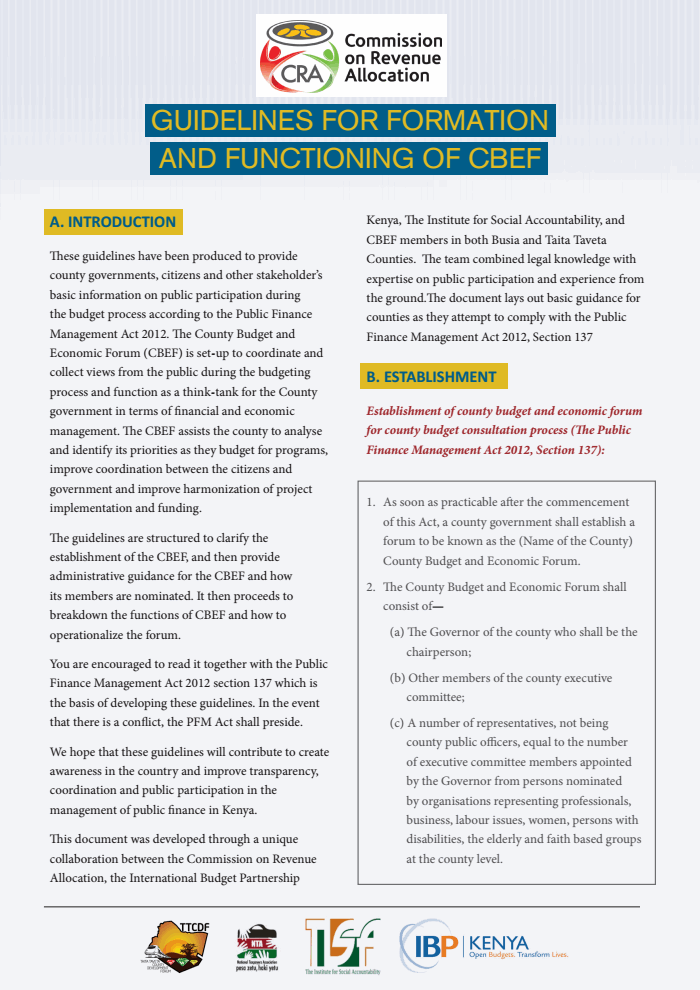 Guidelines for Formation of CBEF