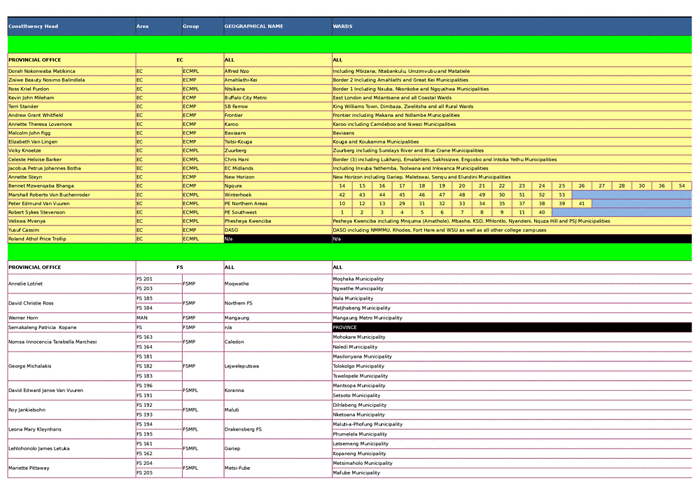 DA Constituency Areas (2014)