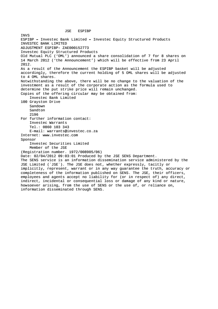 espibp investec bank limited investec equity structured products