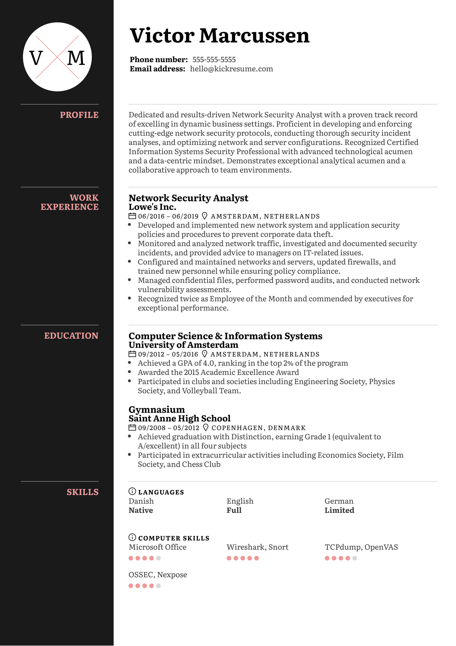 It Security Analyst Resume Sample PDF Template