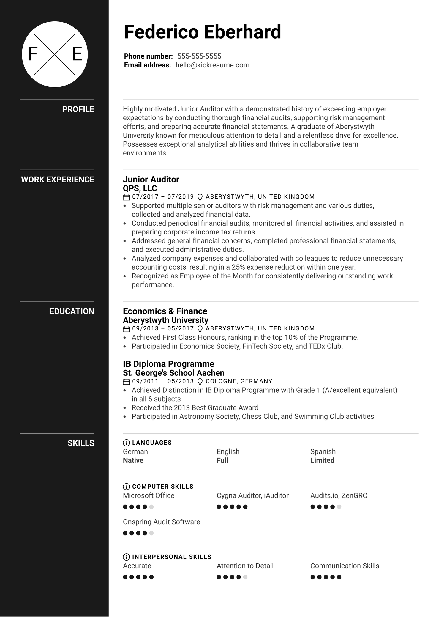 Professional Cv For Auditor Audit Consultant Resume Sample Mintresume 
