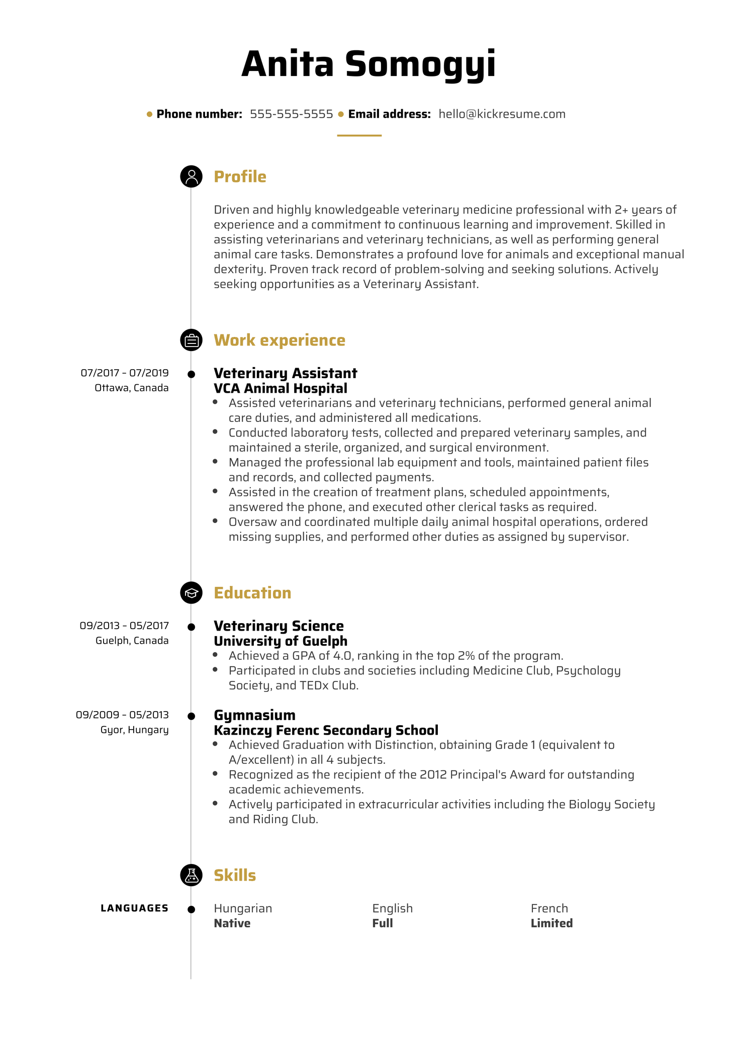 Veterinary Assistant Resume Example Kickresume