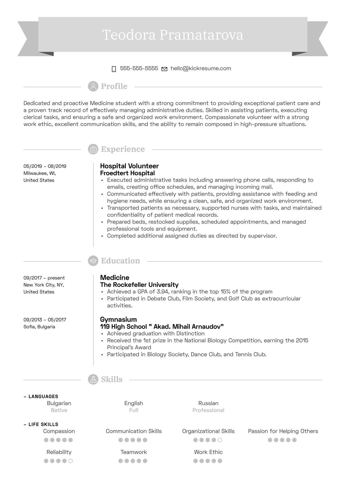 Hospital Volunteer Resume Example Kickresume