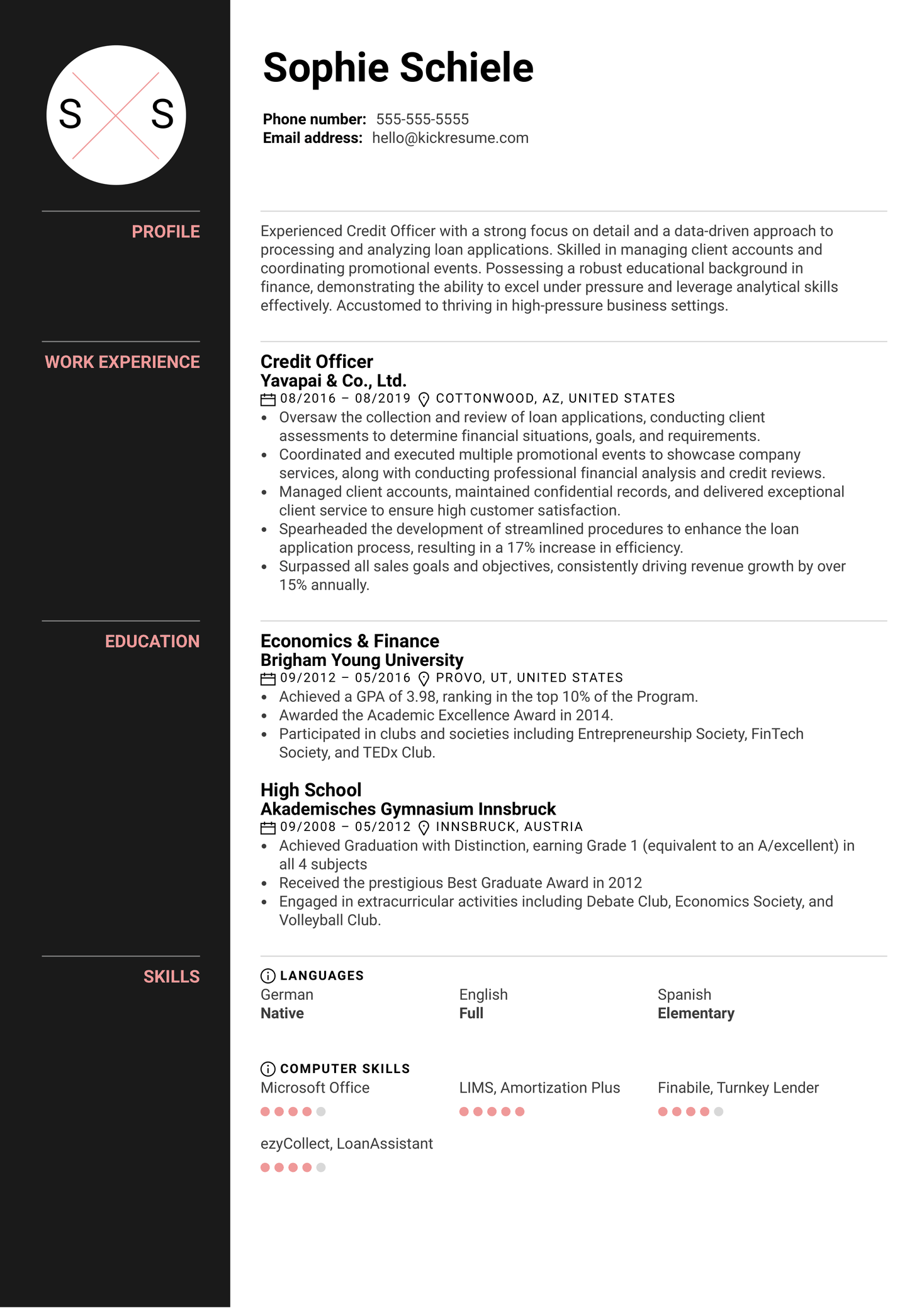 Credit Officer Resume Sample Kickresume