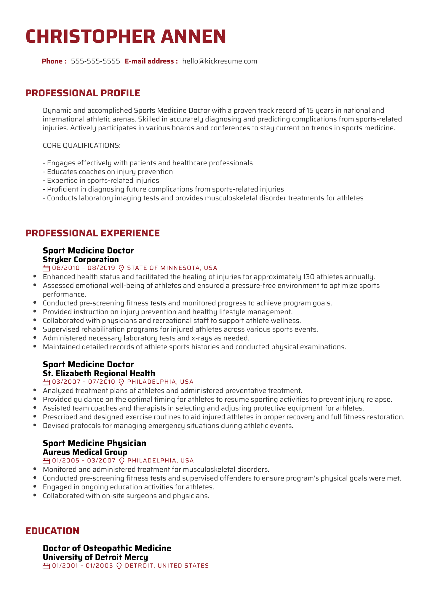 Sport Medicine Doctor Resume Sample Kickresume Sport Medicine Doctor Resume Sample Kickresume