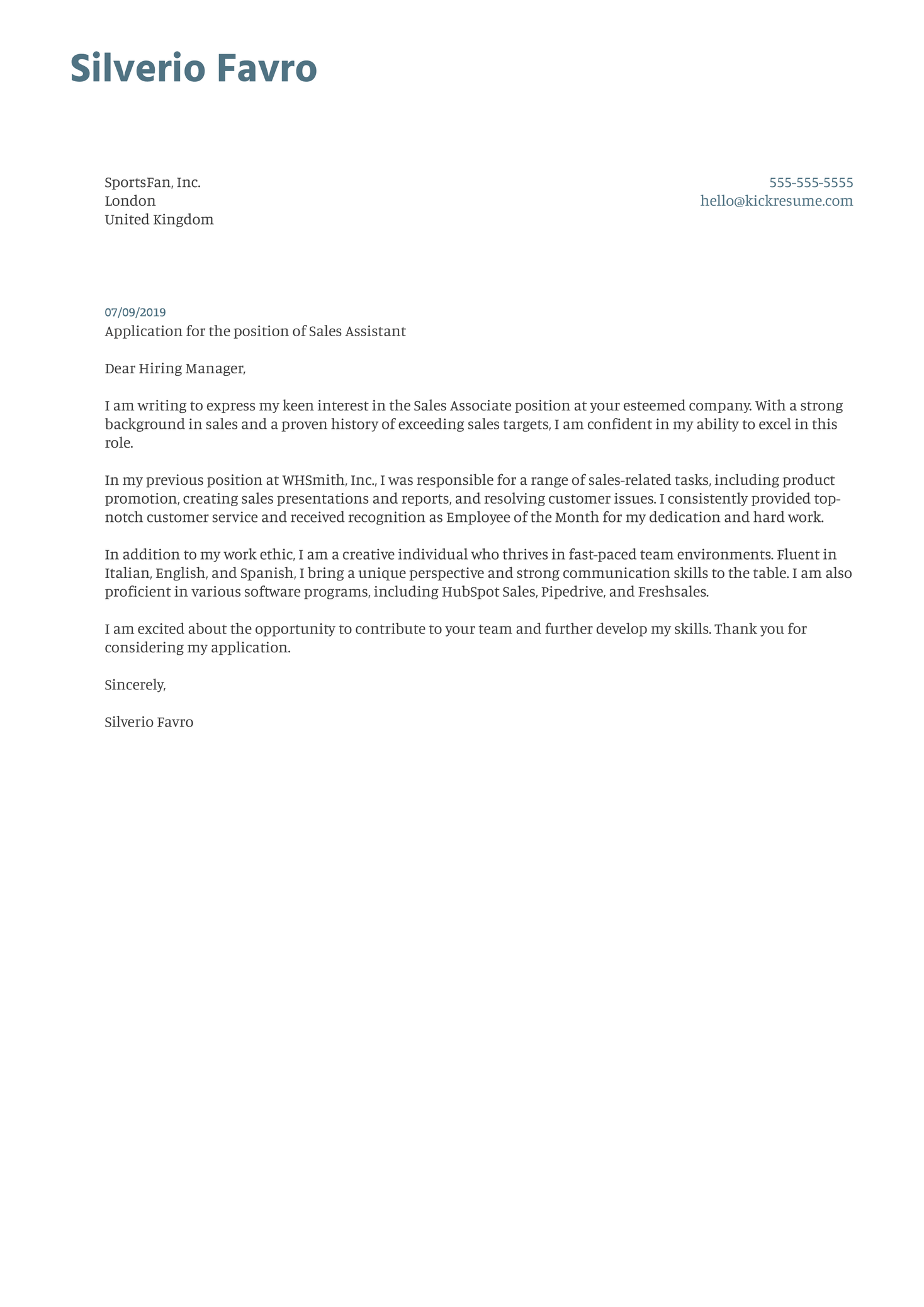 Sales Cover Letter Examples Cover Letter Sample For Job Application