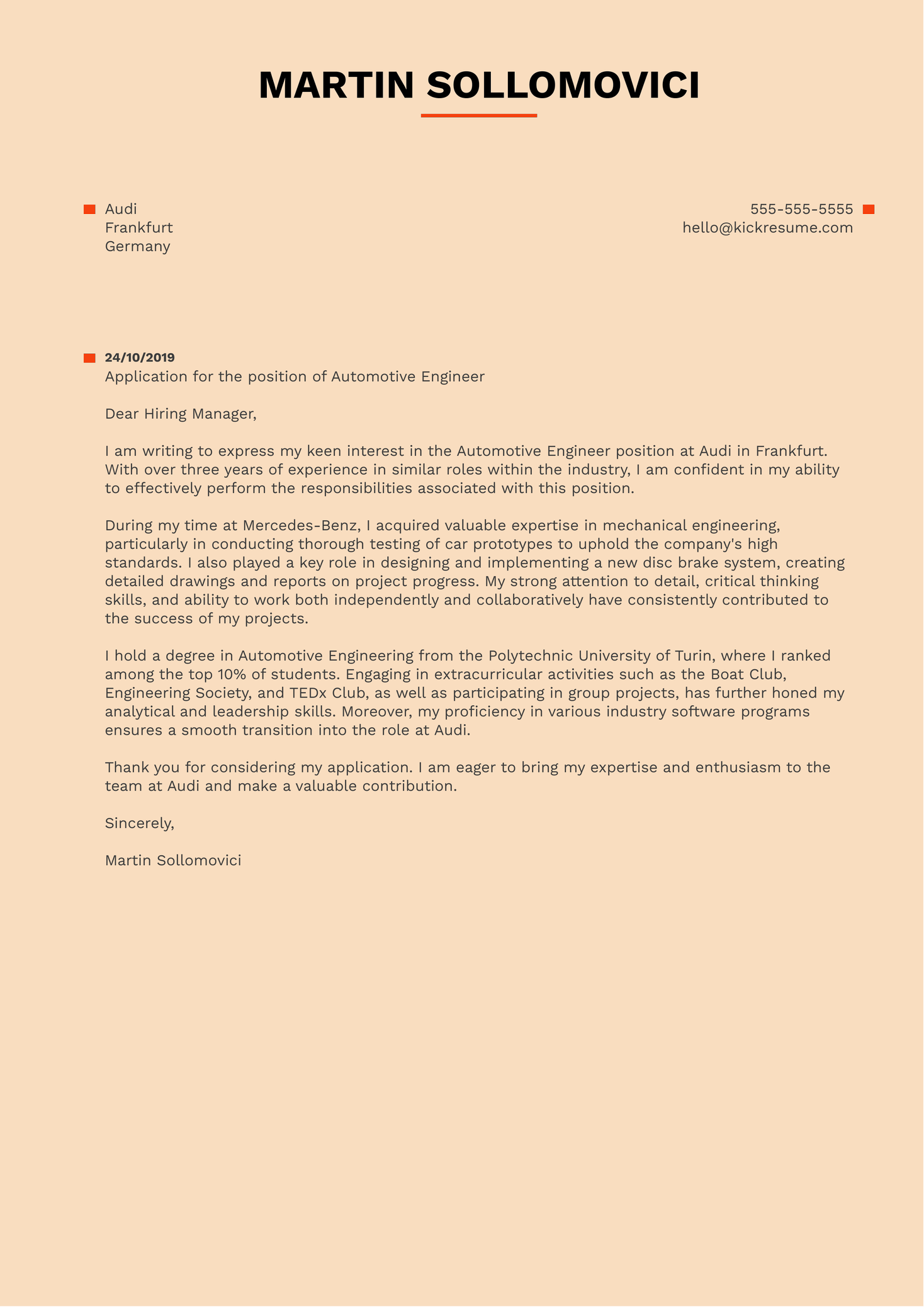 Software Engineer Cover Letter Template