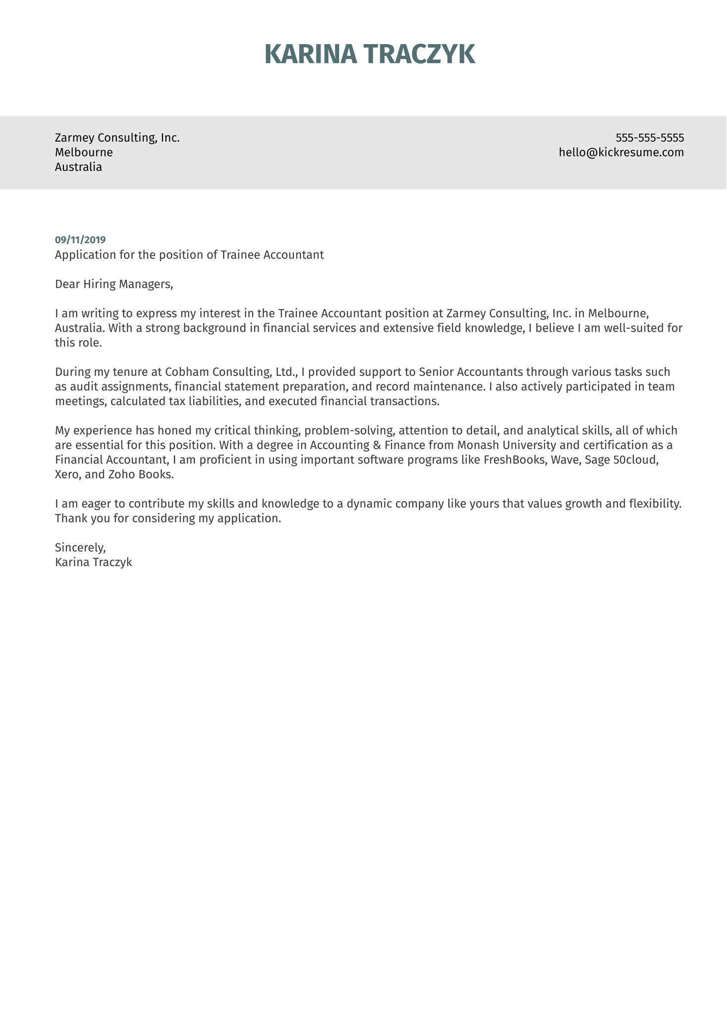 Accountant Application Letter With No Experience Accounting Cover 