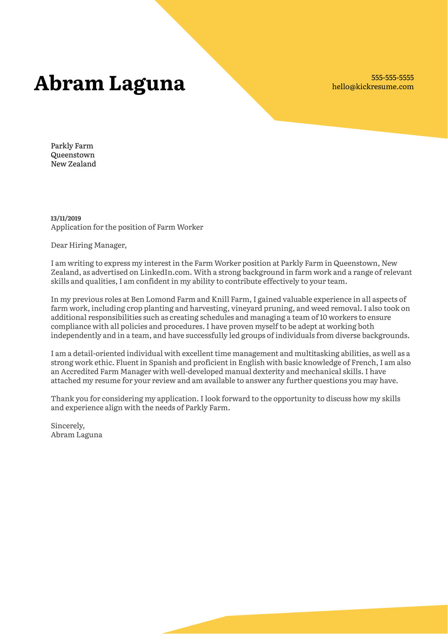 12 Labourer Cover Letter Examples The Latest Gover