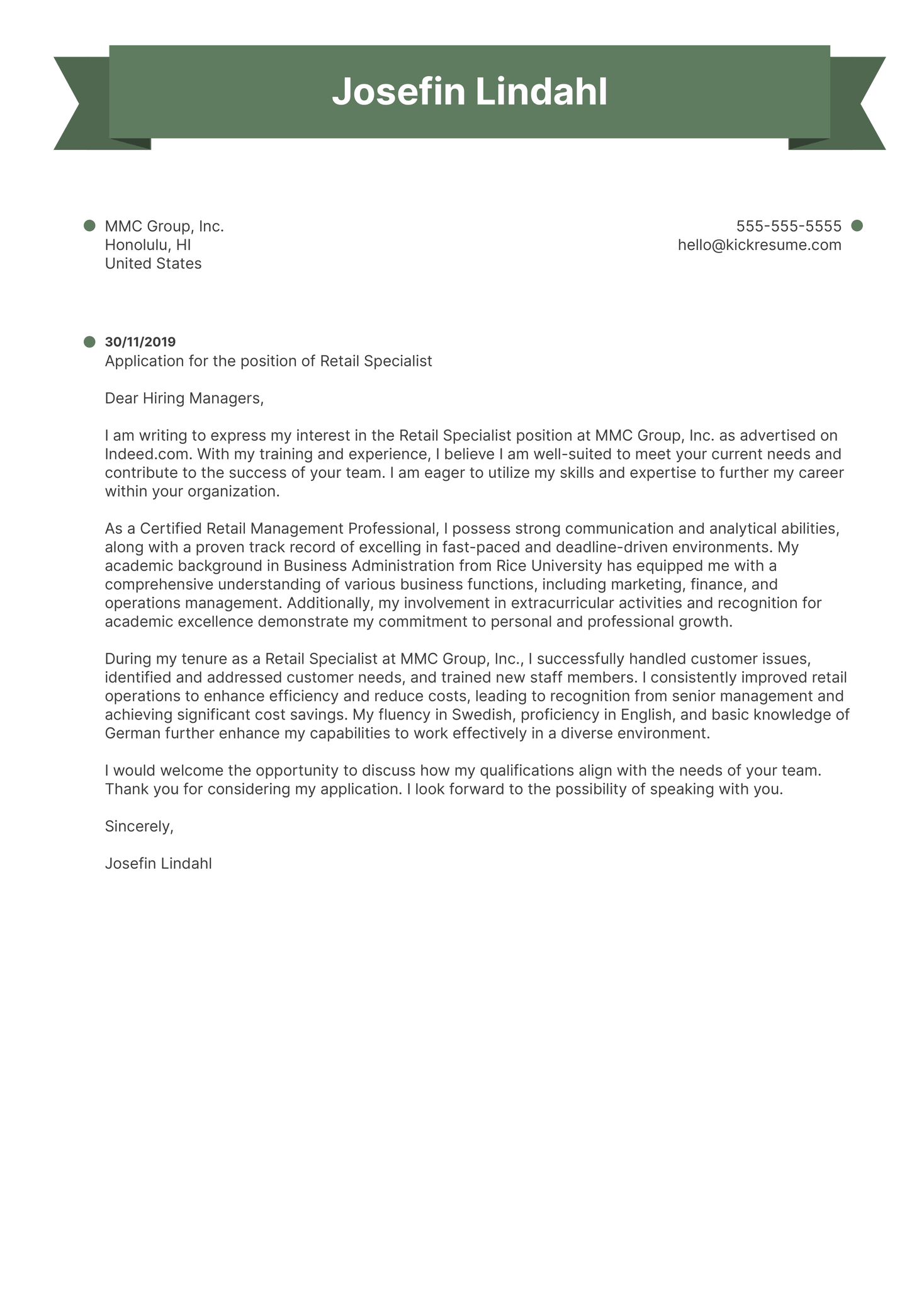13 Retail Cover Letter PNG Resume Template Julian