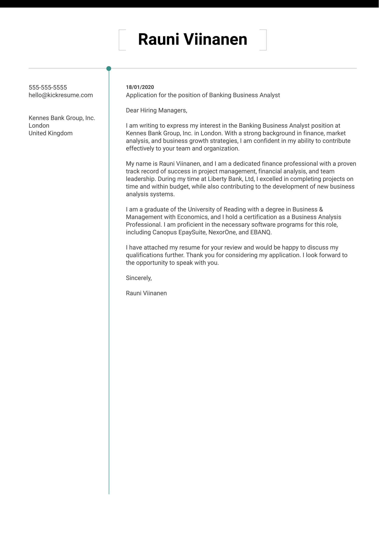 Cover Letter For Business Systems Analyst Position Cover Letter For 