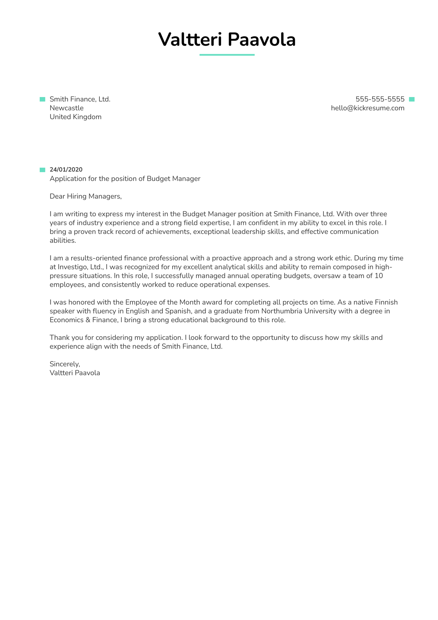  14 Sannheter Du Ikke Visste Om Sample Cover Letter For Finance 