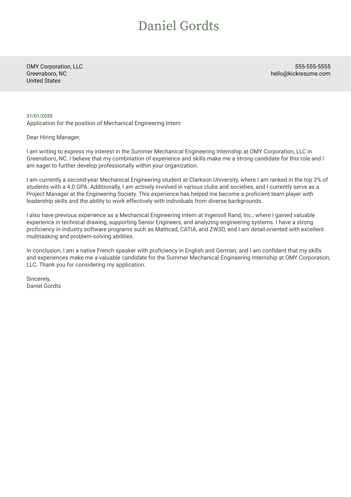 Auspacken Futter Pilger Cover Letter Sample For Mechanical Engineer 
