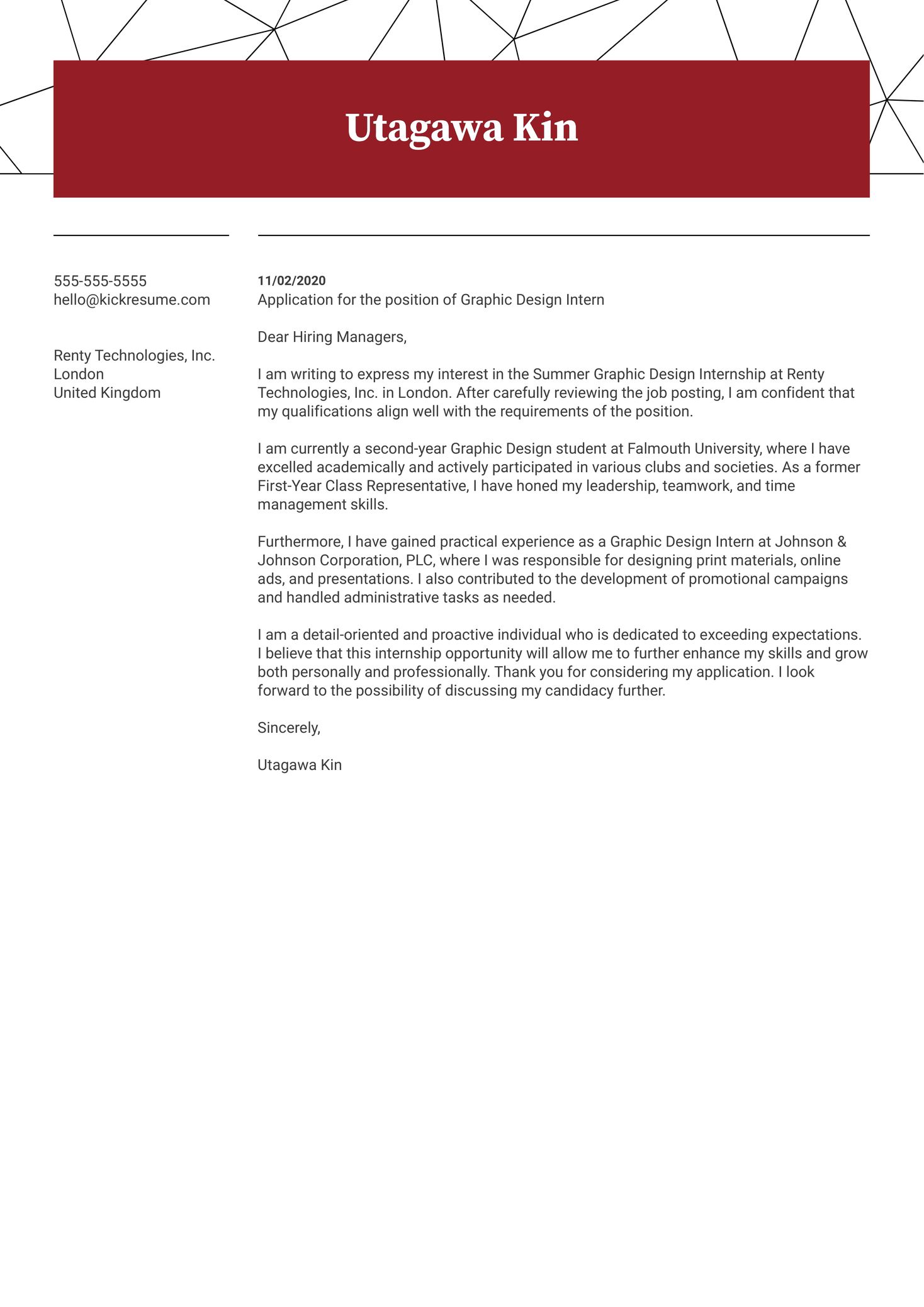 Cover Letter Examples For Graphic Design Position