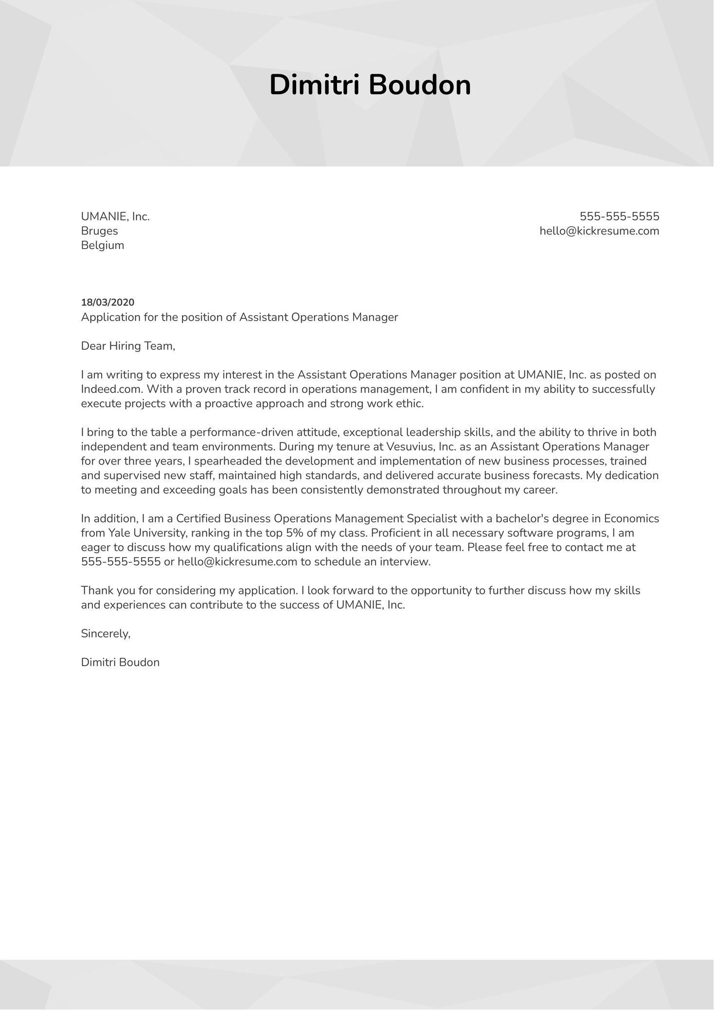  Assistant Store Manager Cover Letter Example Bank2home